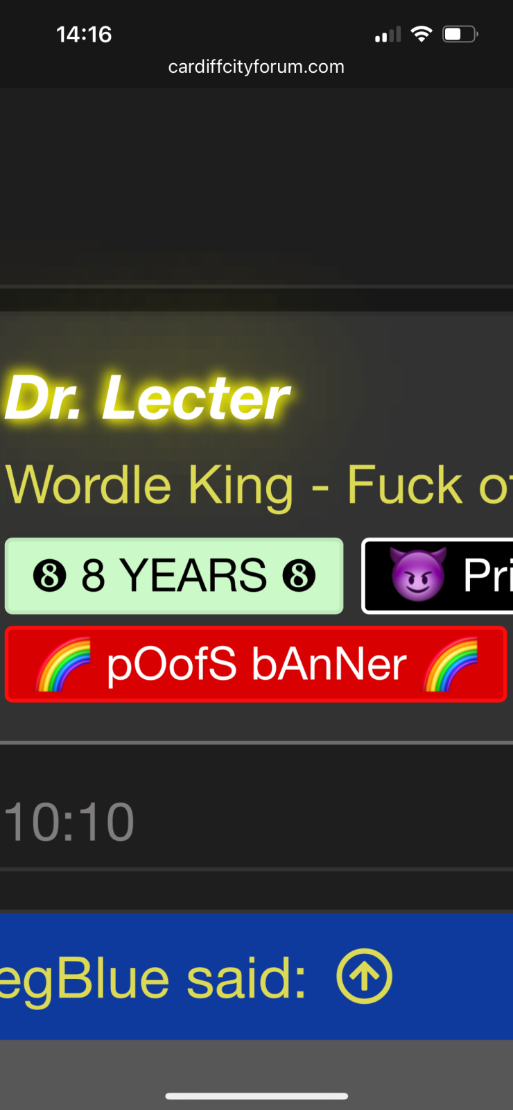 Poofs banner - Cardiff City Forum